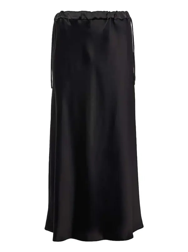 Max Mara Editore Satin Midi Skirt - Black
