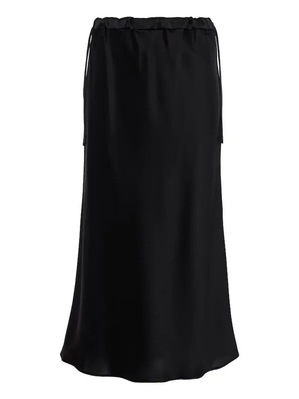 Max Mara Editore Satin Midi Skirt - Black