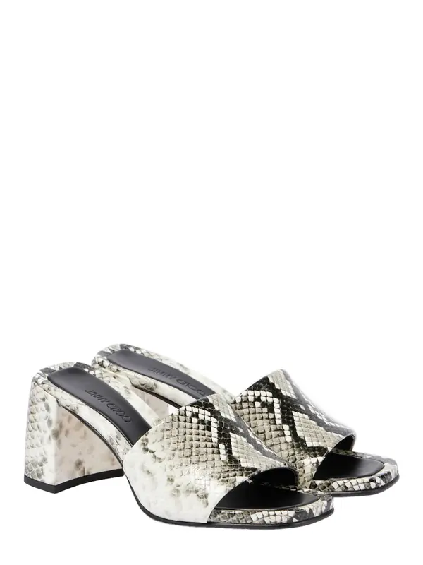 JIMMY CHOO Lena 70 Snake-effect Leather Mules - Multicoloured