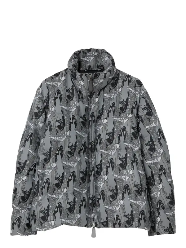 Burberry Abstract-print Padded Jacket - Grey