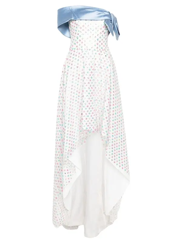 GEMY MAALOUF Floral Sequin-embellished Midi Dress - Blue