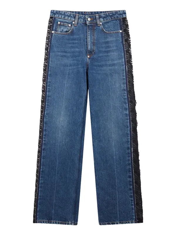Stella McCartney Lace-panel Straight-leg Jeans - Blue