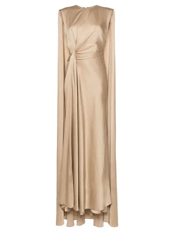 GEMY MAALOUF Draped Cape Long Dress - Gold