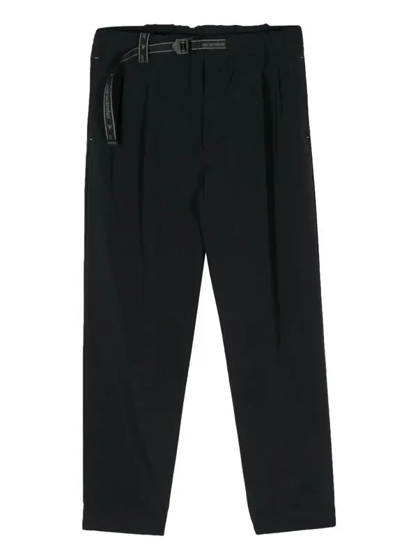 AND WANDER Belted Tapered-leg Trousers - Black