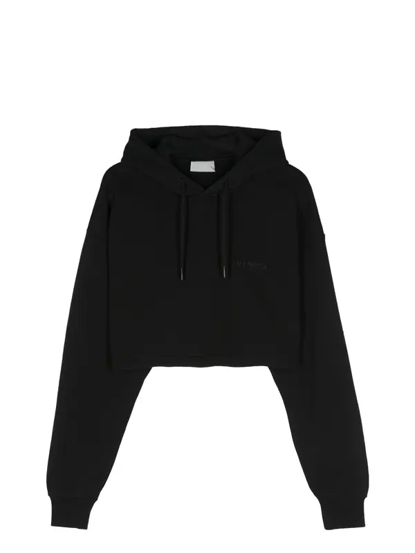 VTMNTS Logo-embroidered Crop Hoodie - Black
