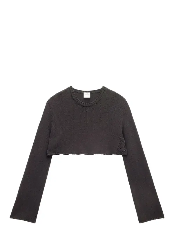 COURREGES Logo-embroidered Cropped Jumper - Black