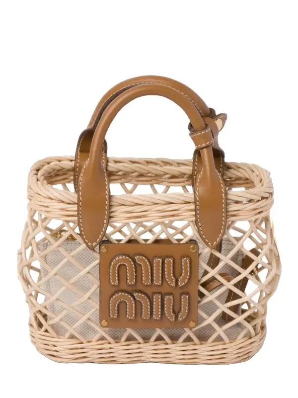 Miu Miu Woven Basket Tote - Brown
