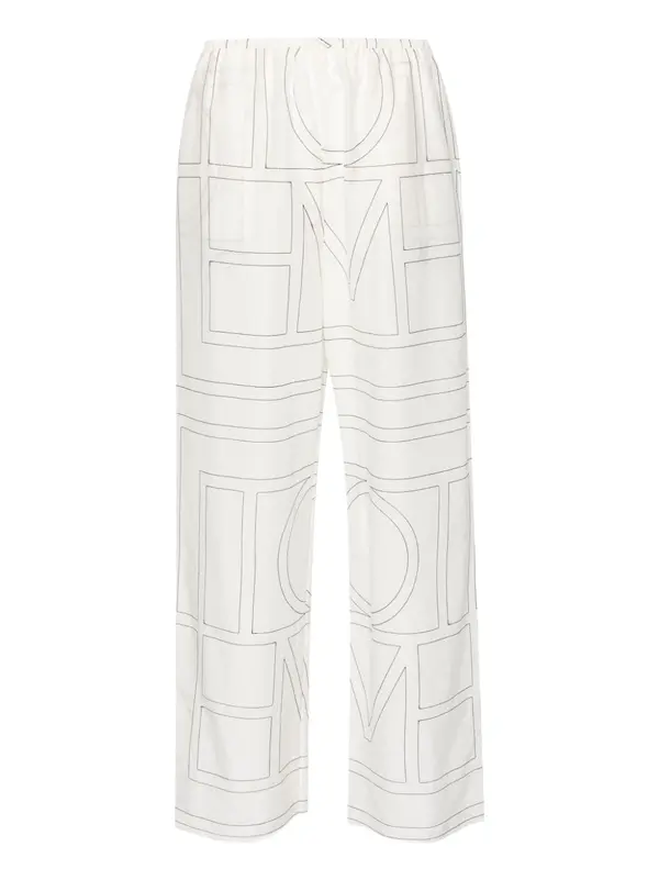 TOTEME Embroidered-monogram Trousers - White