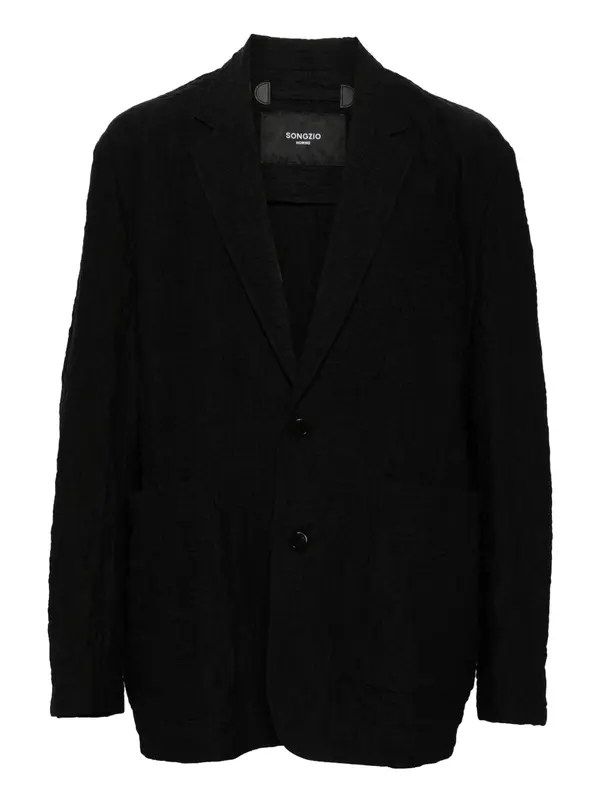SONGZIO Crease-effect V-neck Jacket - Black