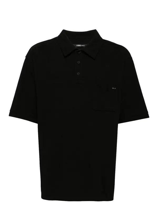 SONGZIO Embroidered-logo Piqué Polo Shirt - Black