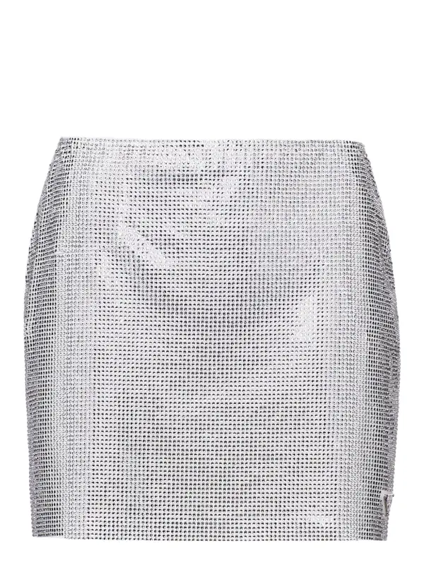 Prada Crystal-embellished Cotton Miniskirt - Silver