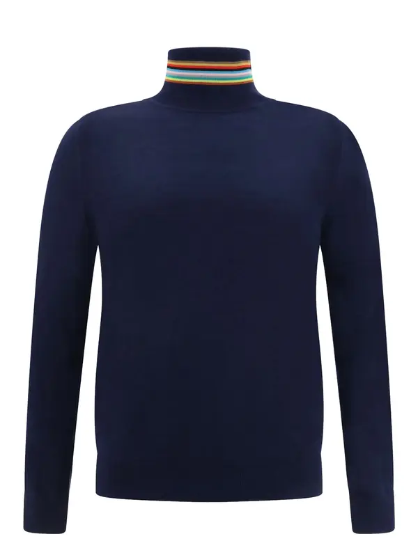 Paul Smith Roll-neck Merino Jumper - Blue