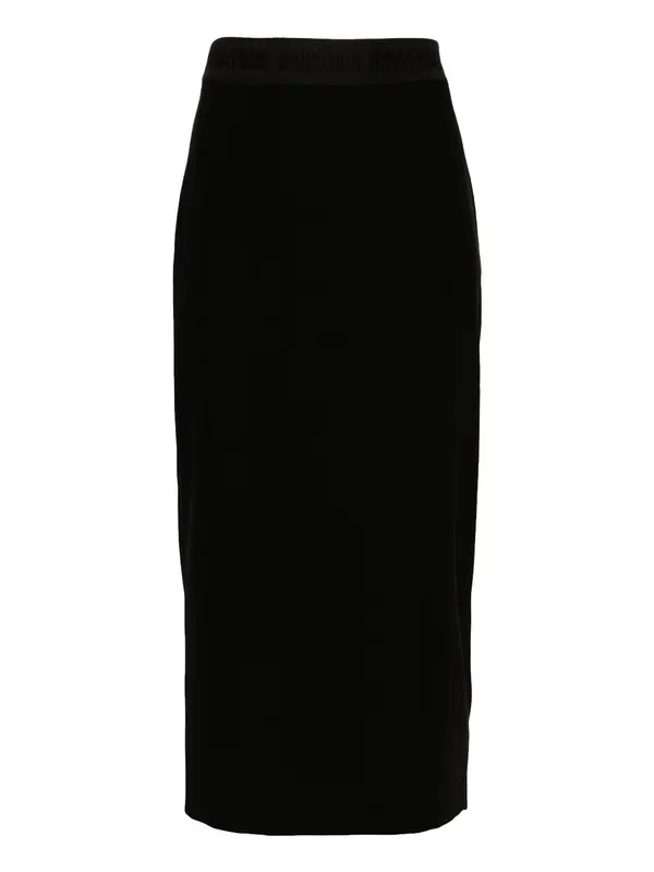 Versace Logo-waistband Midi Skirt - Black