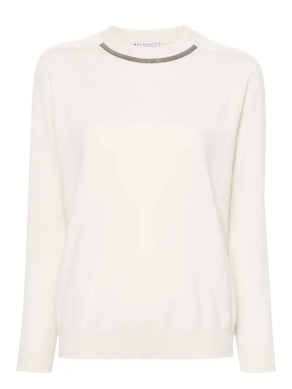 Brunello Cucinelli Monili-chain Knitted Top - Neutrals