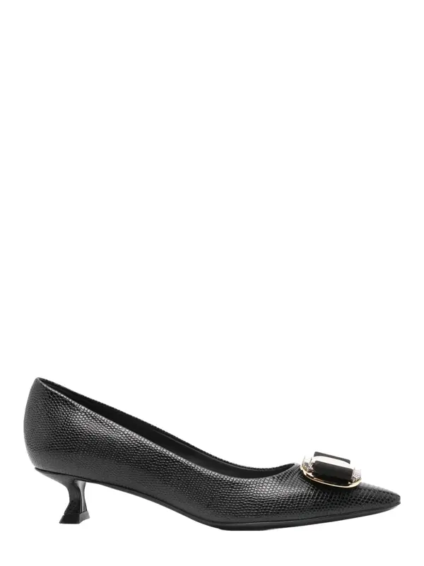 FERRAGAMO Vara 40mm Leather Pumps - Black