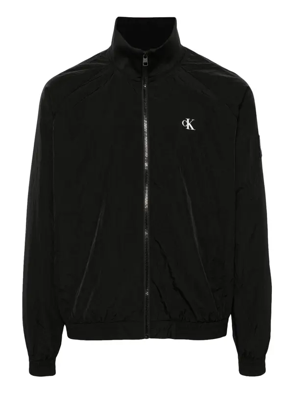 Calvin Klein Zip-up Crinkled Bomber Jacket - Black