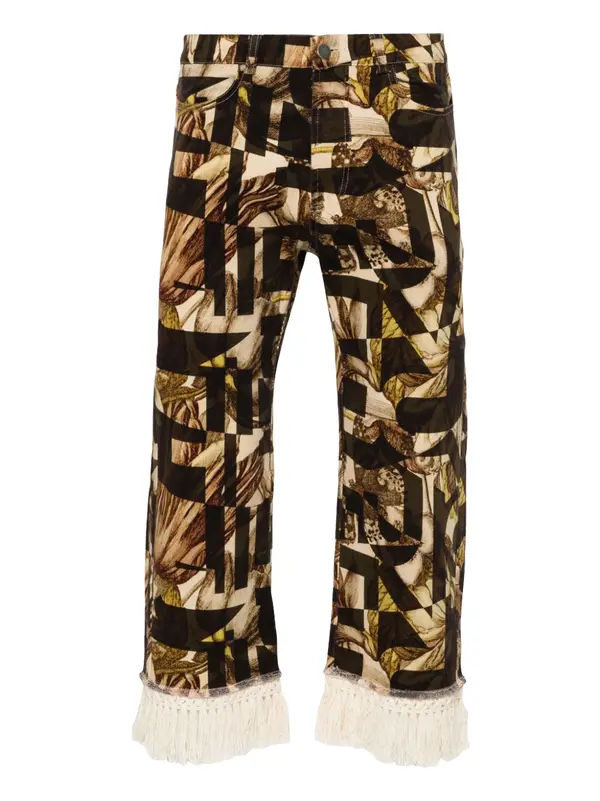 PIERRE-LOUIS MASCIA Floral-patterned Tapered Jeans - Neutrals