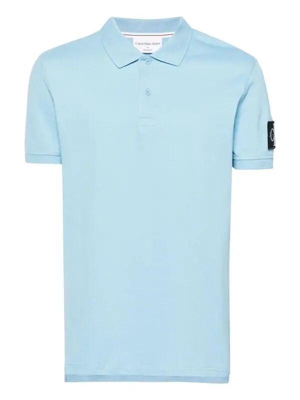 Calvin Klein Logo-patch Piqué Polo Shirt - Blue