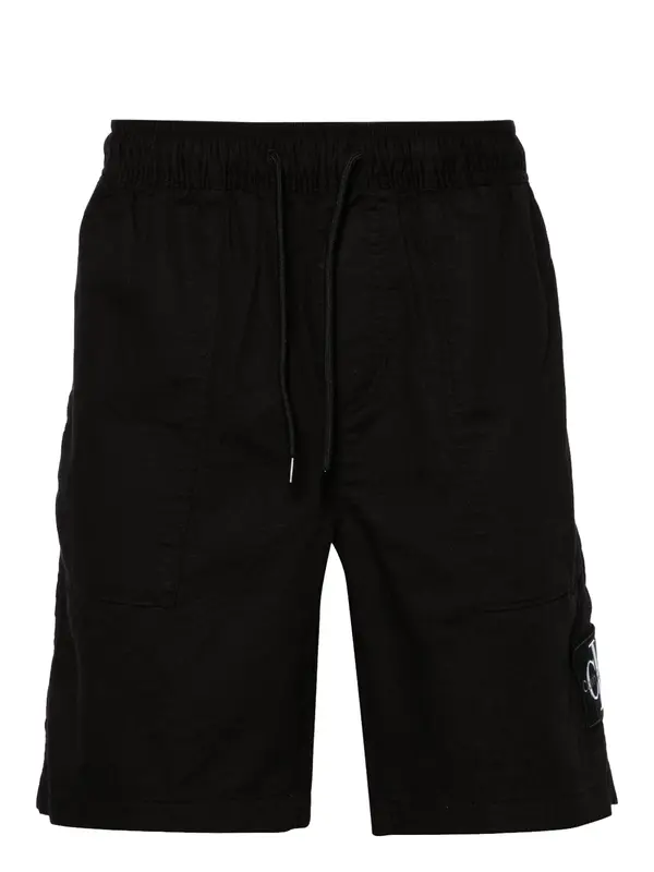 Calvin Klein Logo-patch Twill Bermuda Shorts - Black