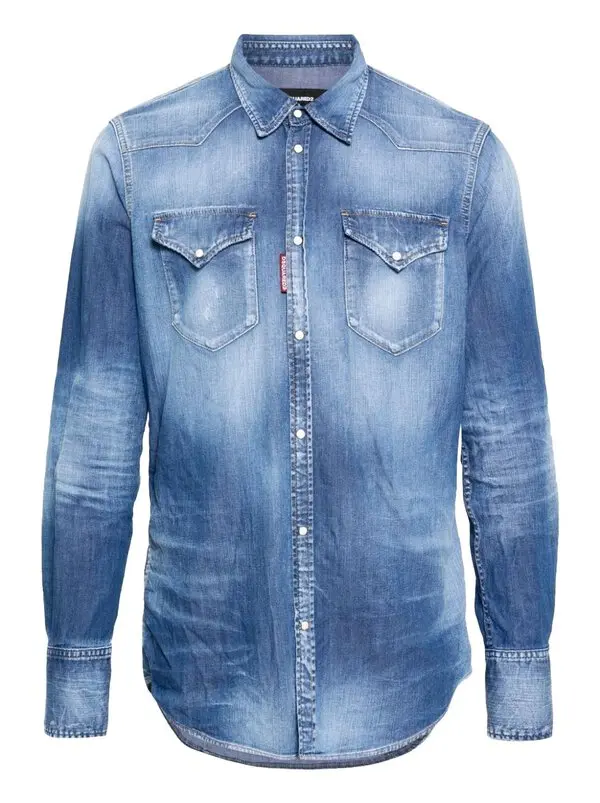 Dsquared2 Stonewashed Denim Shirt - Blue