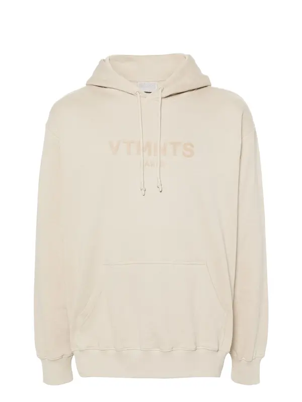VTMNTS Logo-print Cotton Hoodie - Neutrals