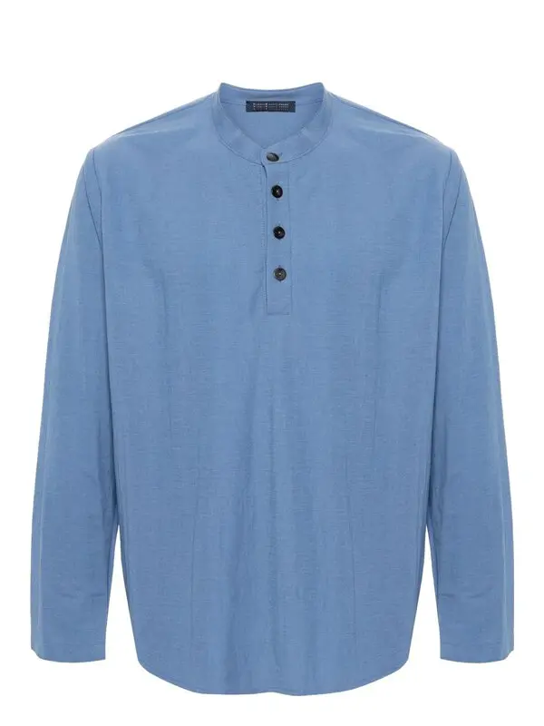 Harris Wharf London Band-collar Polo Shirt - Blue