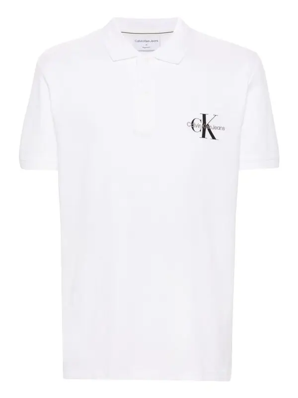 Calvin Klein Logo-embroidered Piqué Polo Shirt - White