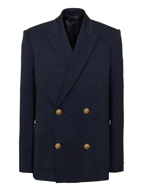 Balmain Pb-monogram Satin Blazer - Blue