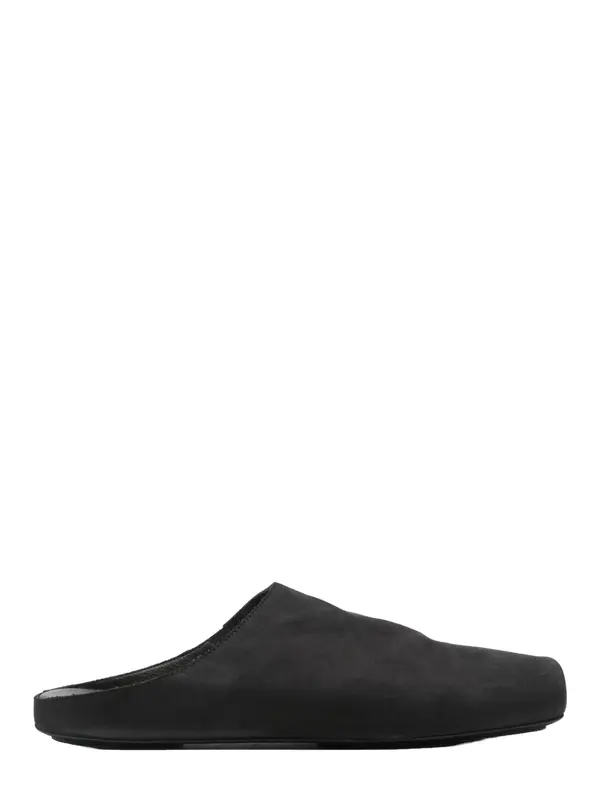 UMA WANG Square-toe Leather Slippers - Black