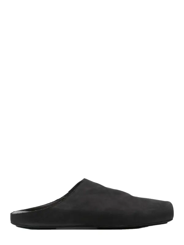 UMA WANG Square-toe Leather Slippers - Black
