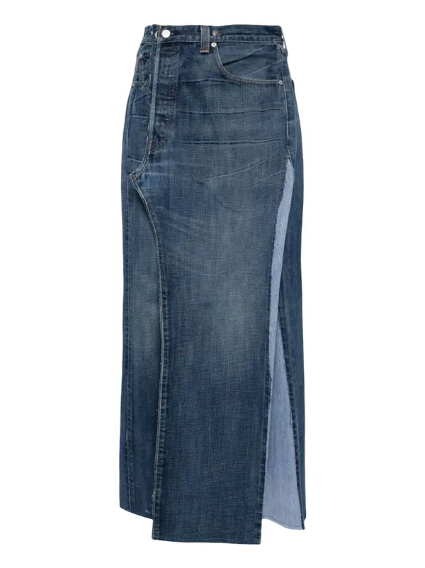 PROTOTYPES Washed Denim Midi Skirt - Blue