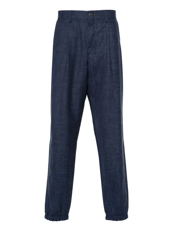 Canali Chambray Wool-blend Trousers - Blue