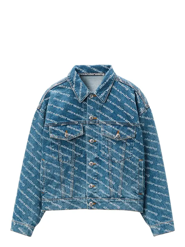 Alexander Wang Logo-print Denim Trucker Jacket - Blue