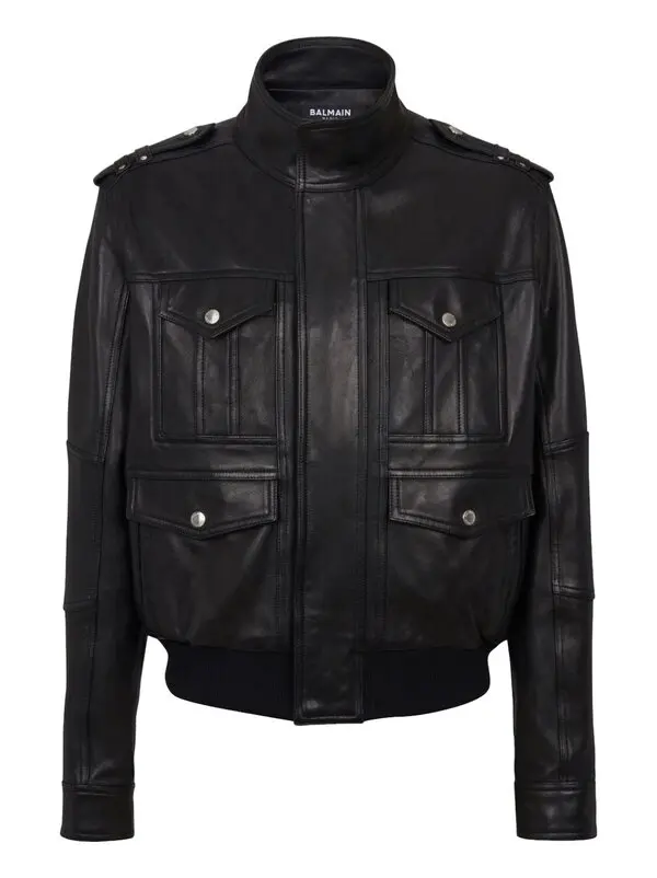 Balmain Long-sleeve Leather Jacket - Black