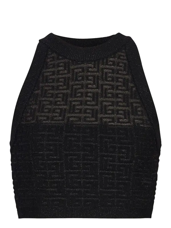 Balmain 4g Halterneck Knit Top - Black