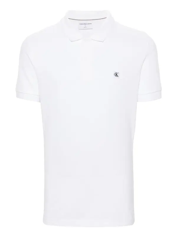 Calvin Klein Logo-patch Piqué Polo Shirt - White