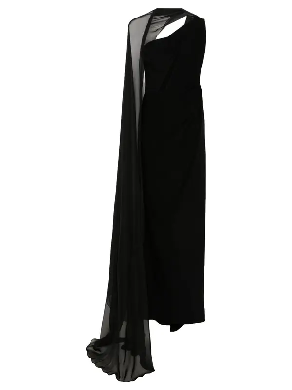 GEMY MAALOUF One-shoulder Draped Gown - Black