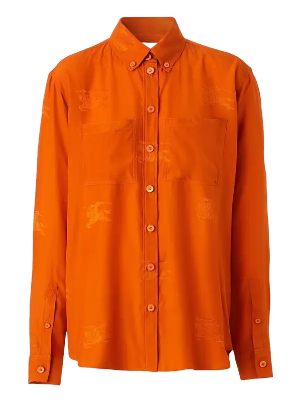 Burberry Logo-embroidered Long-sleeve Shirt - Orange