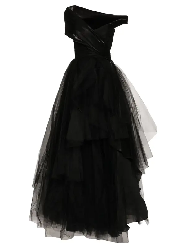 GEMY MAALOUF Off-shoulder Asymmetric Dress - Black