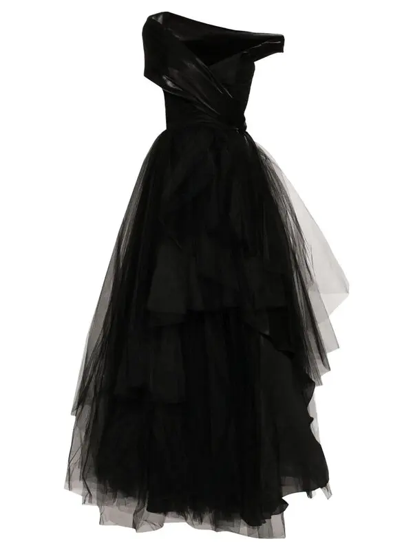 GEMY MAALOUF Off-shoulder Asymmetric Dress - Black