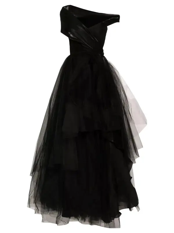 GEMY MAALOUF Off-shoulder Asymmetric Dress - Black