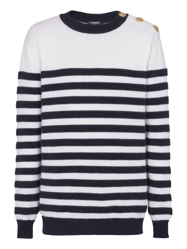 Balmain Striped Cashmere Jumper - White
