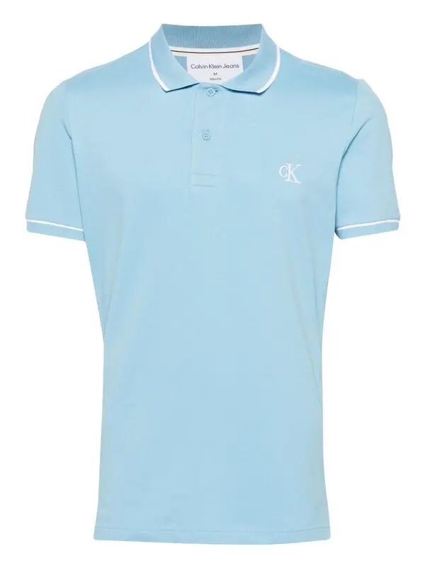 Calvin Klein Logo-embroidered Piqué Polo Shirt - Blue
