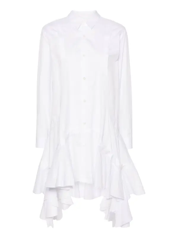 Comme Des Garçons Ruffled Shirt Mini Dress - White