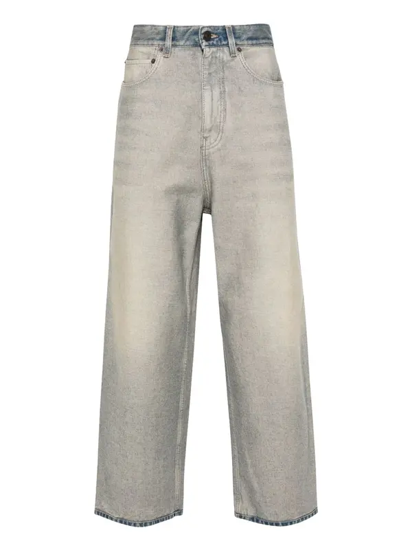 Balenciaga Logo-patch Faded Tapered Jeans - Blue