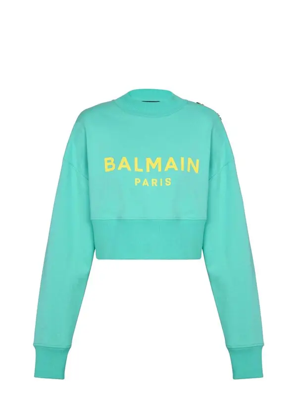 Balmain Logo-print Cropped Sweatshirt - Blue