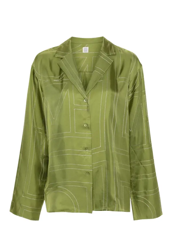 TOTEME Monogram Silk Shirt - Green