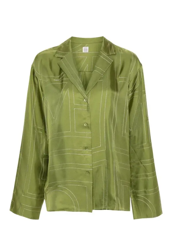 TOTEME Monogram Silk Shirt - Green