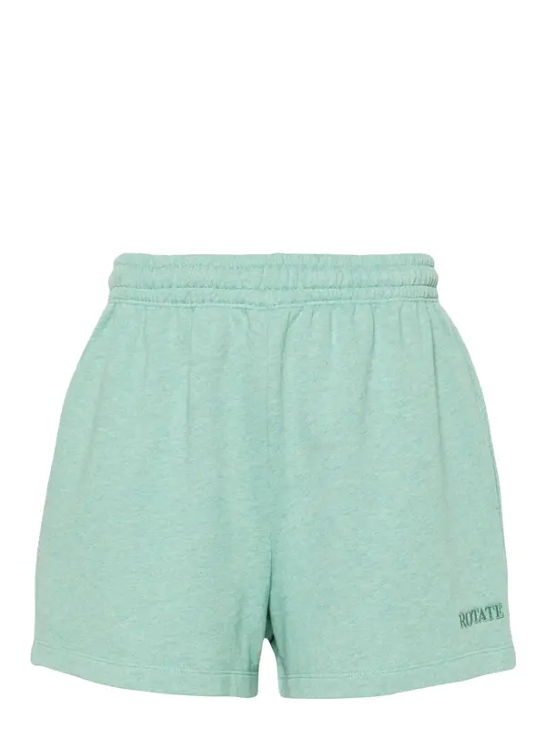 ROTATE BY BIRGER CHRISTENSEN Logo-embroidered Mélange Shorts - Green