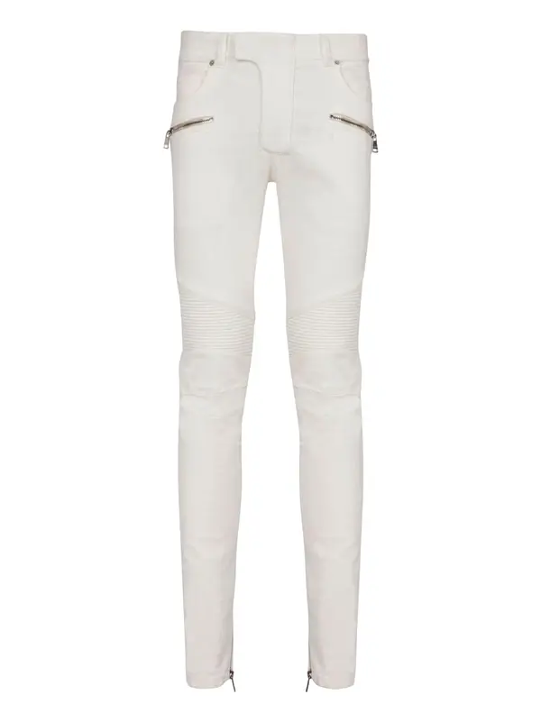 Balmain Biker Slim-fit Mid-rise Jeans - White